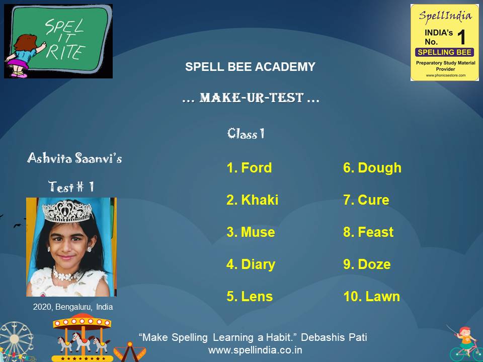 Spell Bee | Class 1 | Spelling Exam Test Words